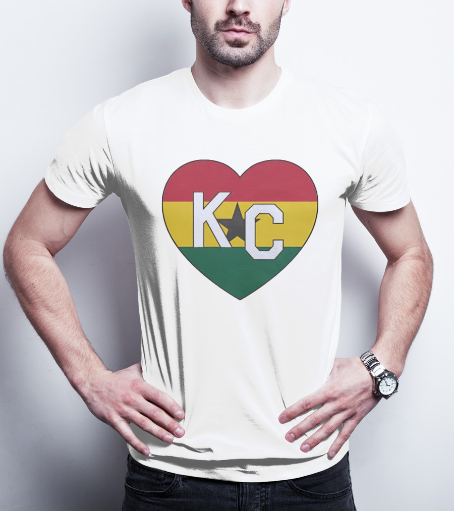 Ghana Flag Colors KC Heart T-Shirt