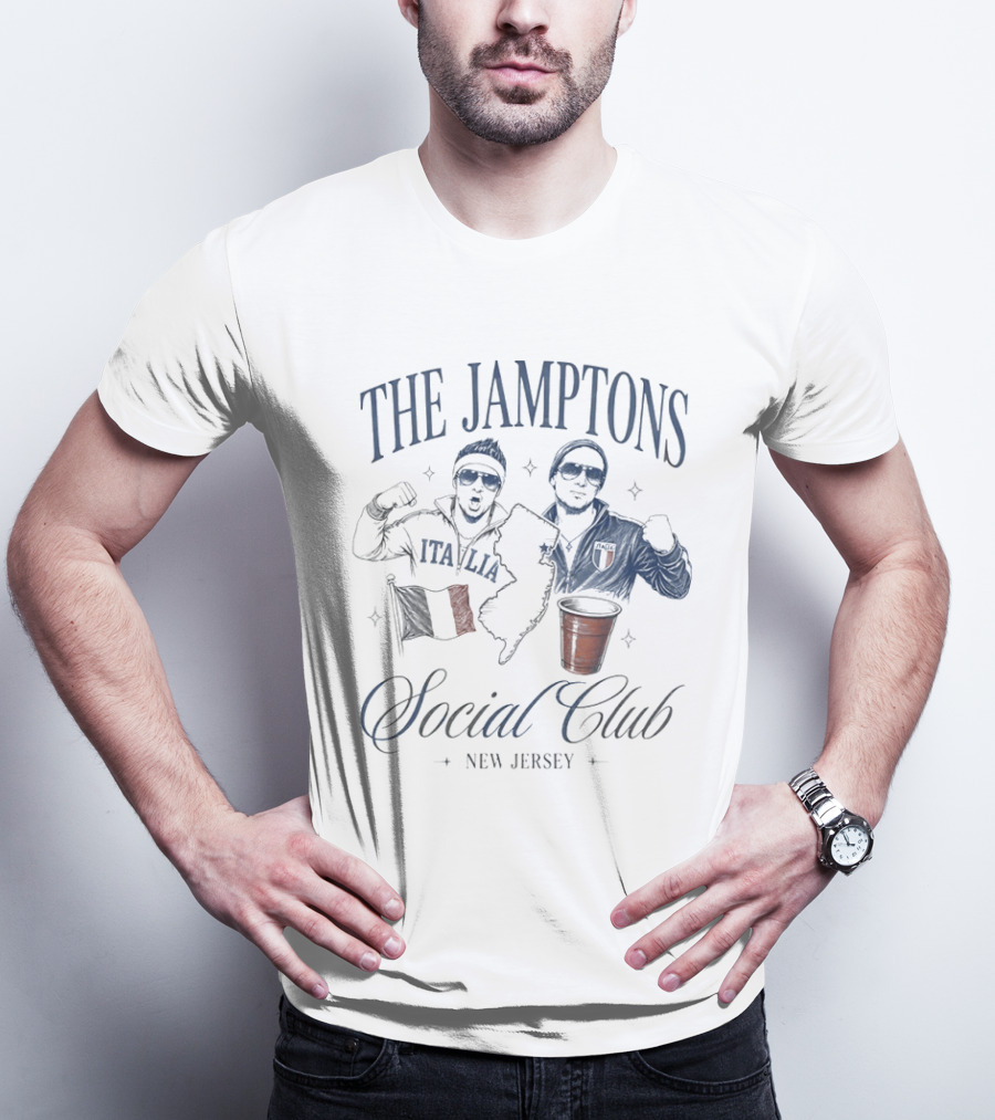 The Jamptons Social Club New Jersey Italian American Flag And Red Cup T-Shirt