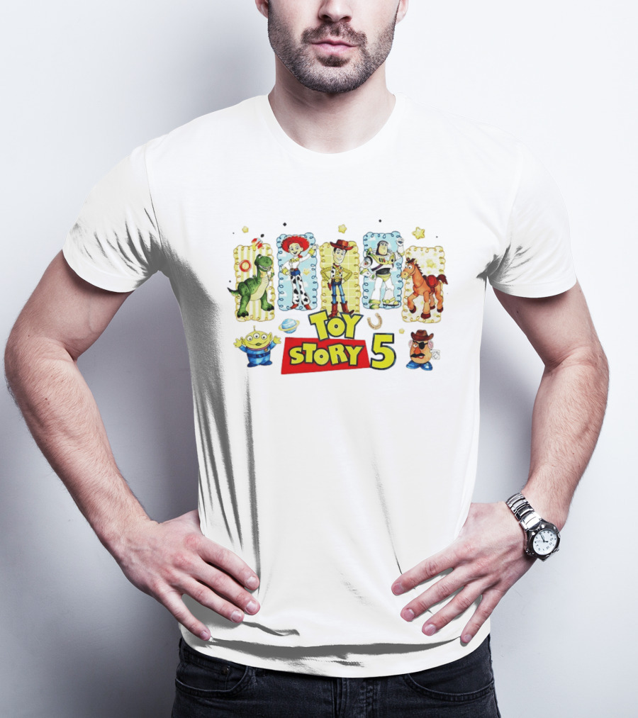 Toy Story 5 Movie Characters Woody Buzz Jesse Rex Bullseye Mr Potato Head T-Shirt