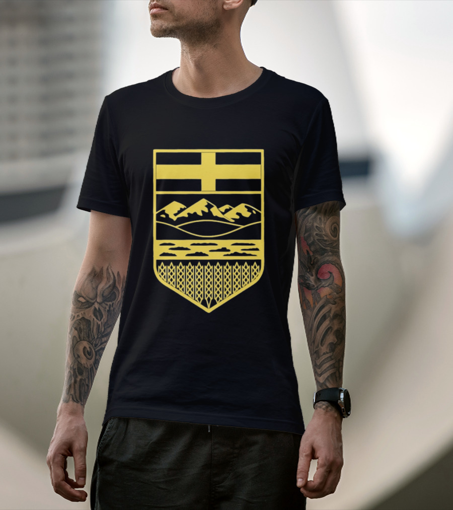 Alberta Stands Free Canada Provincial Emblem Mountains Crest T-Shirt