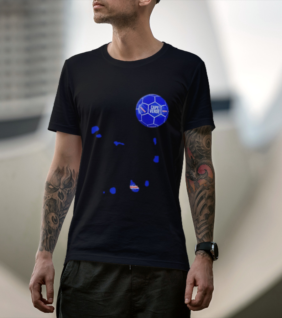 Cape Verde Soccer Pride Blue Football Map T-Shirt