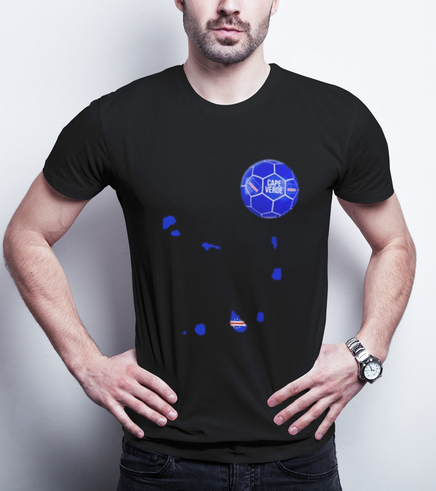 Cape Verde Soccer Pride Blue Football Map T-Shirt