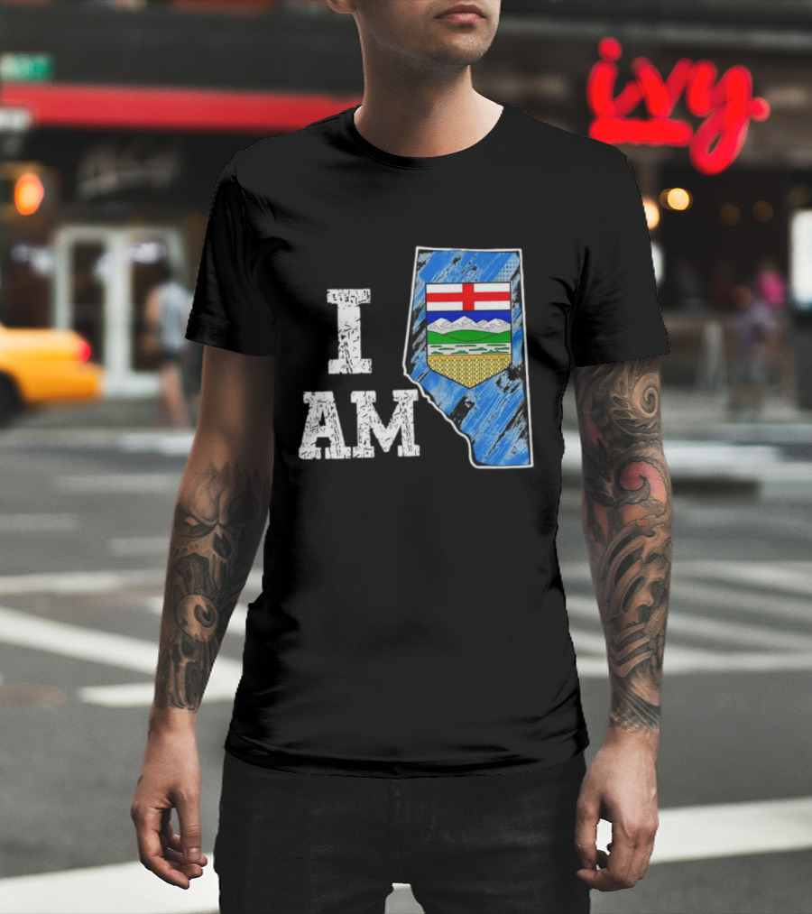 I Am Alberta Canada Province Emblem And Flag Pride T-Shirt