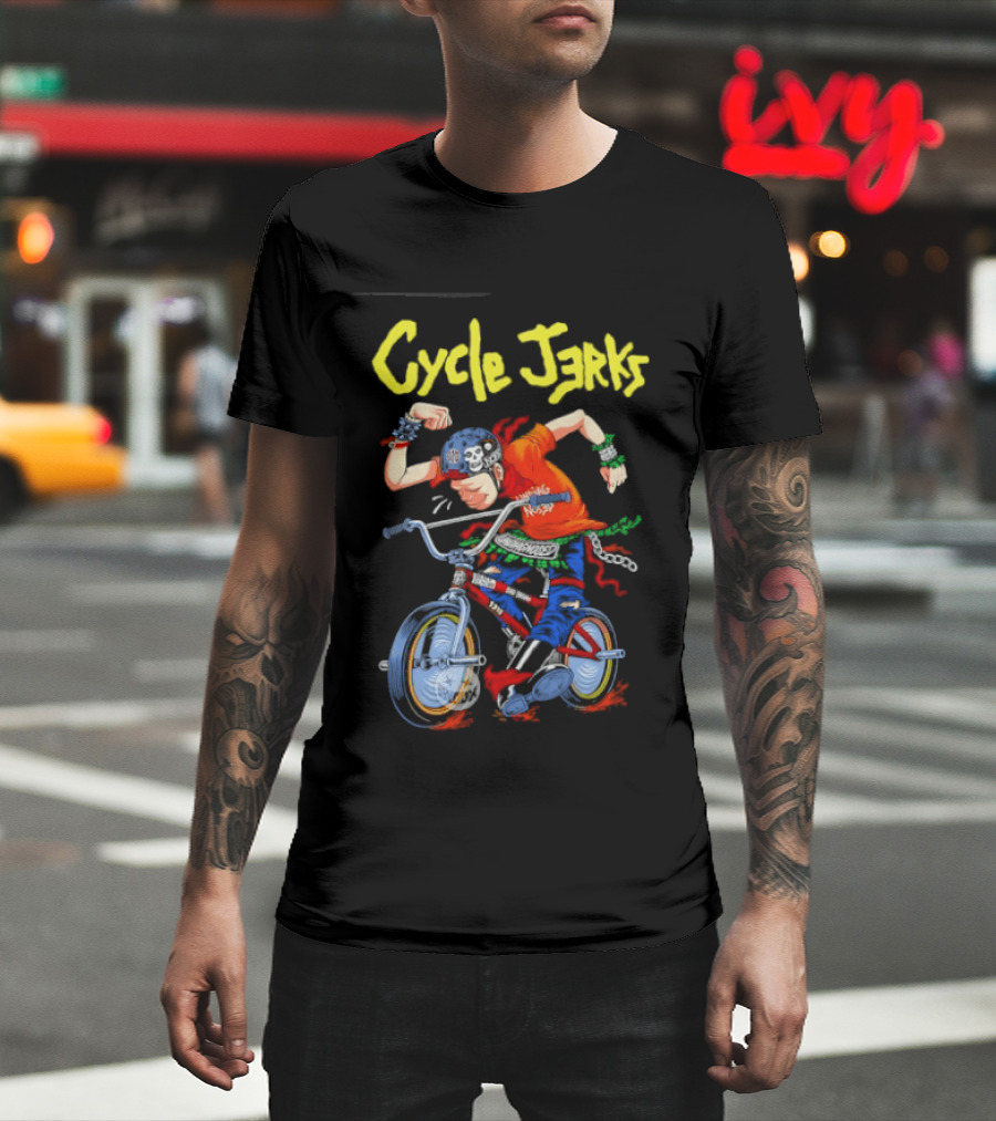 Cycle Jerks Undiagnosed Black Flag Bad Brains Bad Religion NOFX Biking Adventure T-Shirt