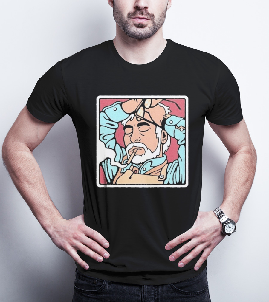 Drew Wise Tired Relaxed Bearded Figure With Pipe And Eyeglasses Japanese Ukiyo E T-Shirt