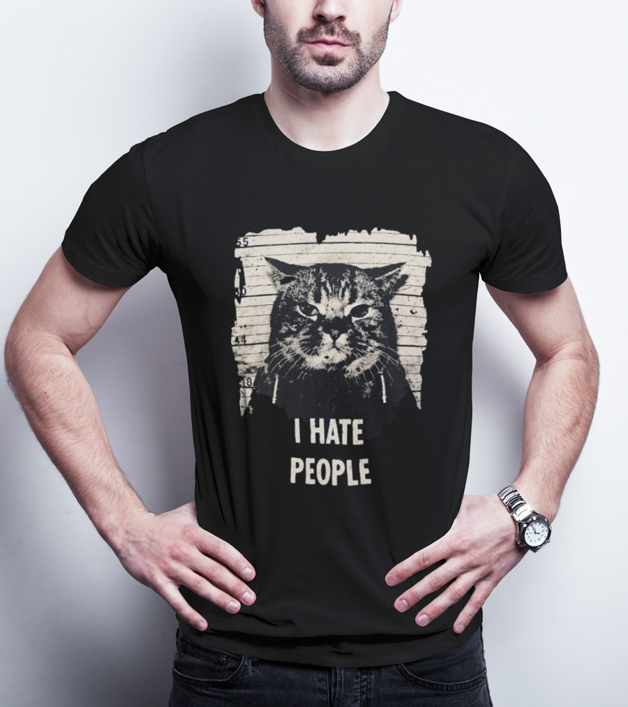 Jeff Satur I Hate People Cat Shot T-Shirt