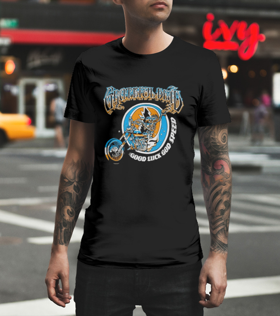 Grateful Dead Skeleton Biker Good Luck God Speed T-Shirt