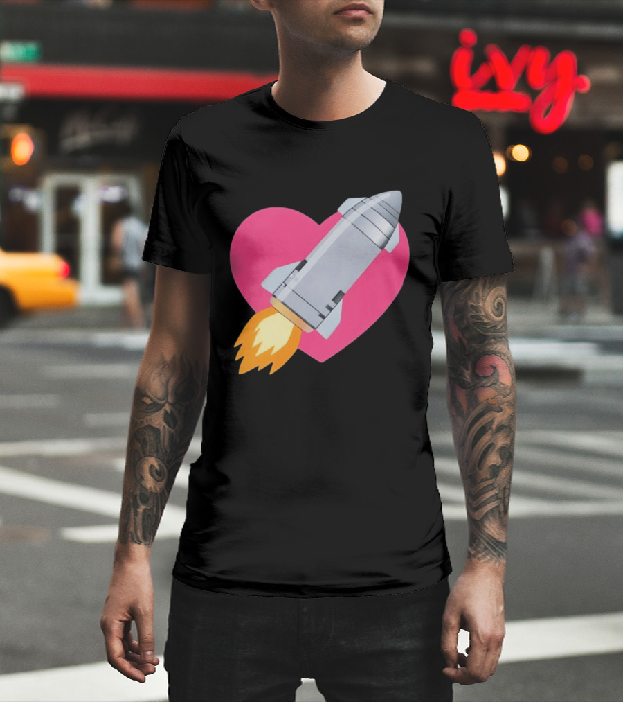 Merger Rocket Heart Space Love Launch T-Shirt