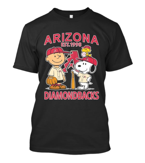 Peanuts Arizona Diamondbacks Est 1998 Charlie Brown Snoopy Woodstock Baseball Collaboration T-Shirt