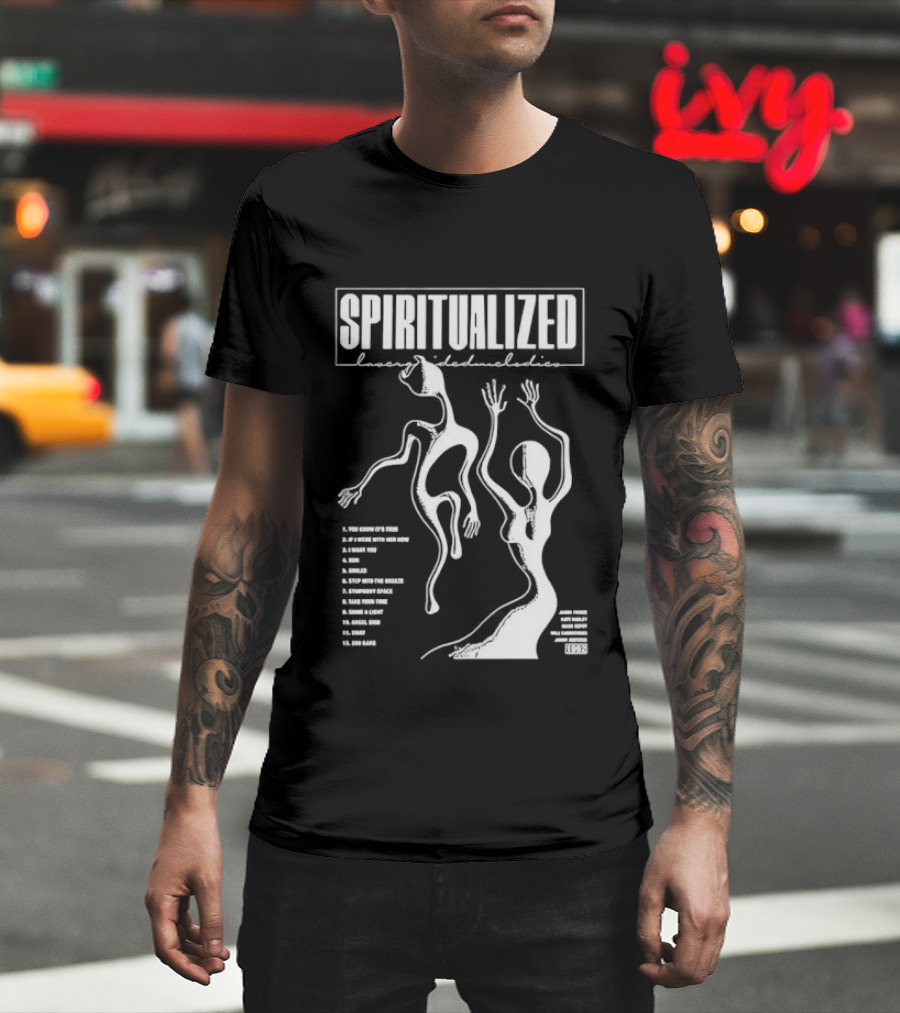 Spiritualized Lazer Guided Melodies 1992 Minimalist Music Tracklist T-Shirt