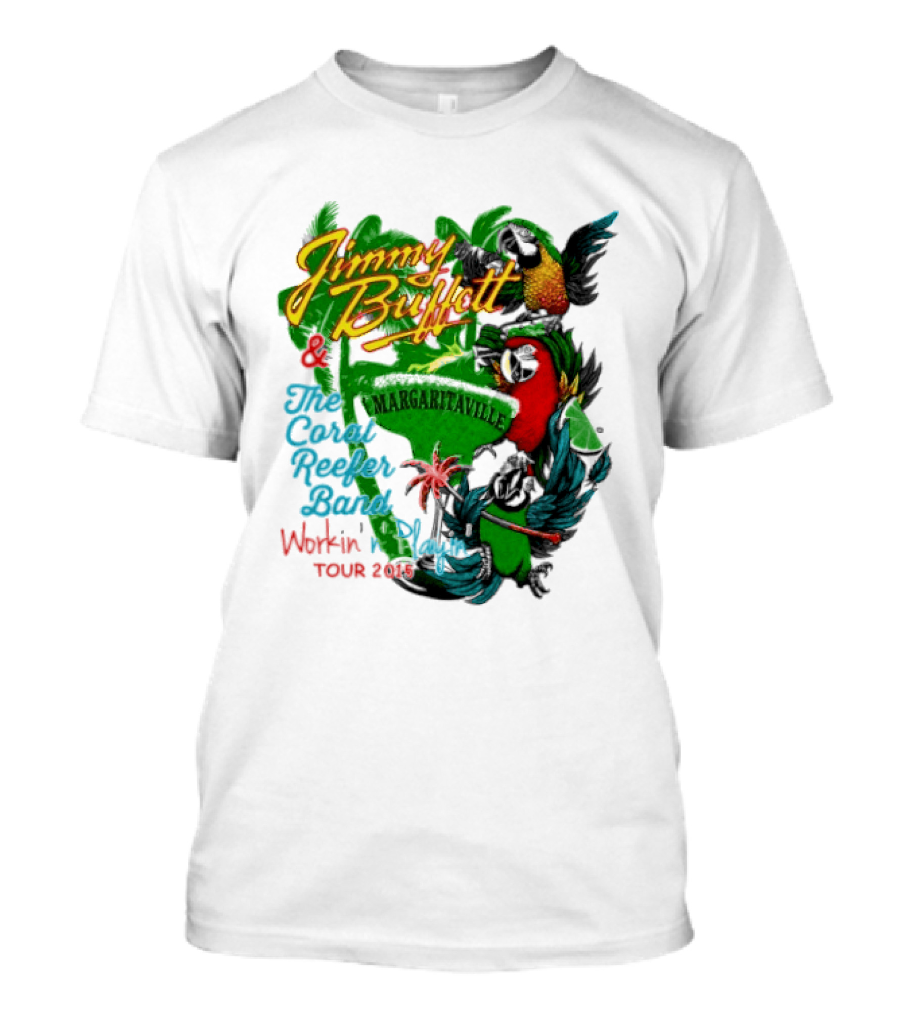 Jimmy Buffett Margaritaville Workin' And Playin' Tour 2015 Coral Reefer Band T-Shirt