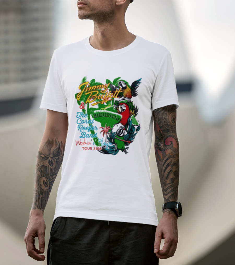 Jimmy Buffett Margaritaville Workin' And Playin' Tour 2015 Coral Reefer Band T-Shirt