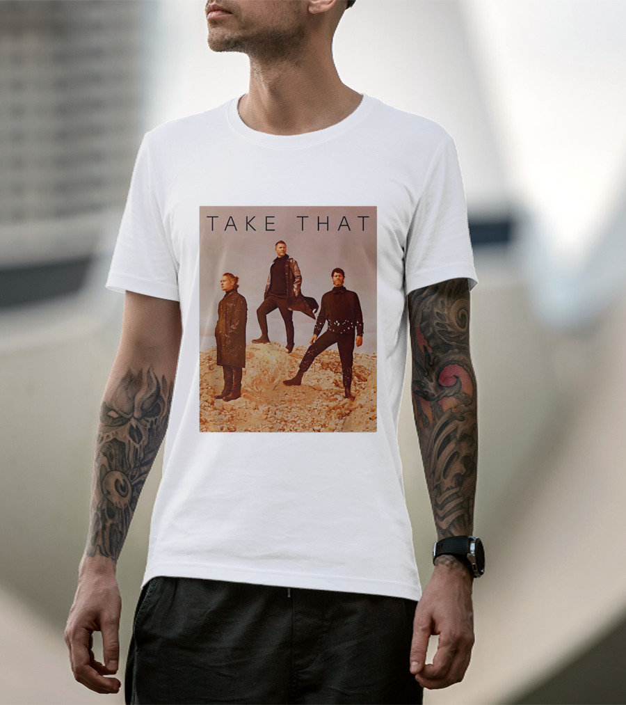 Take That Band Members Standing On Rocky Terrain T-Shirt