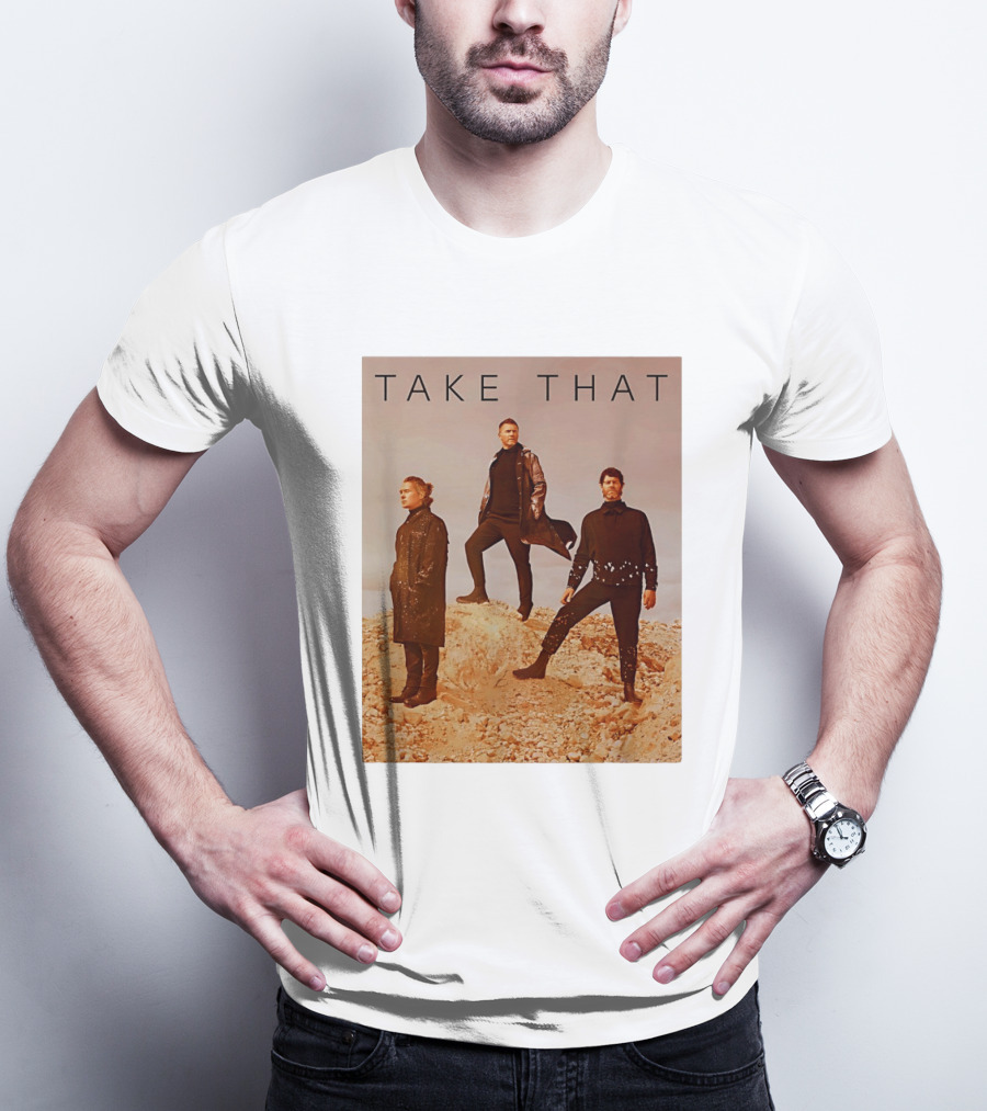 Take That Band Members Standing On Rocky Terrain T-Shirt