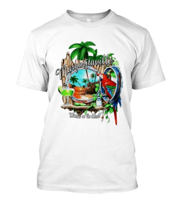 Margaritaville Tropical Parrot Beach Scene Window On The World T-Shirt