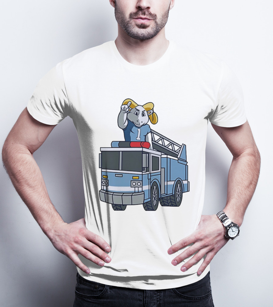 UNC Tar Heels Ram Mascot On Fire Truck Sports Team Merchandise T-Shirt