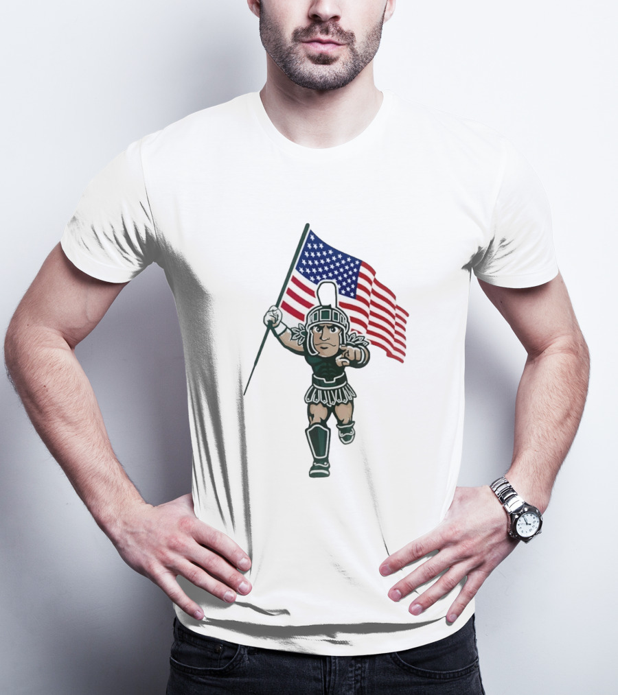Michigan State Spartans USA Flag T-Shirt