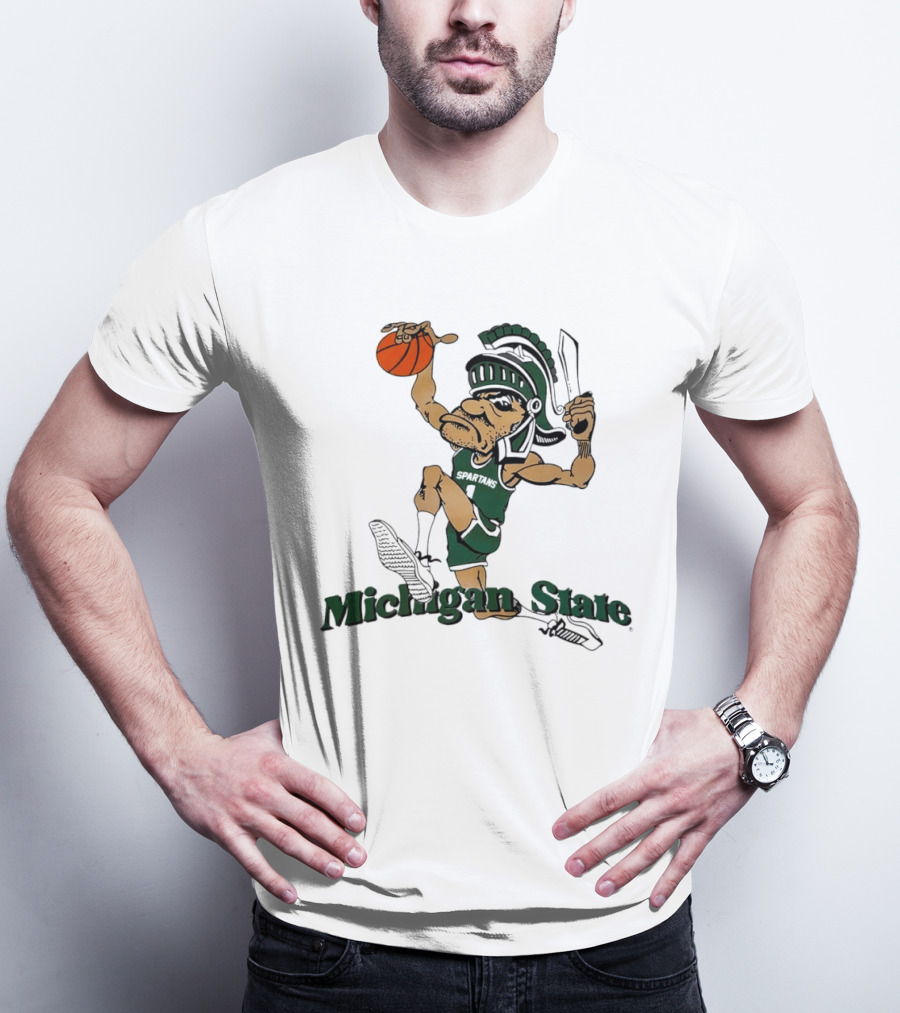 Michigan State Spartans Gruff Sparty Dunking Basketball T-Shirt