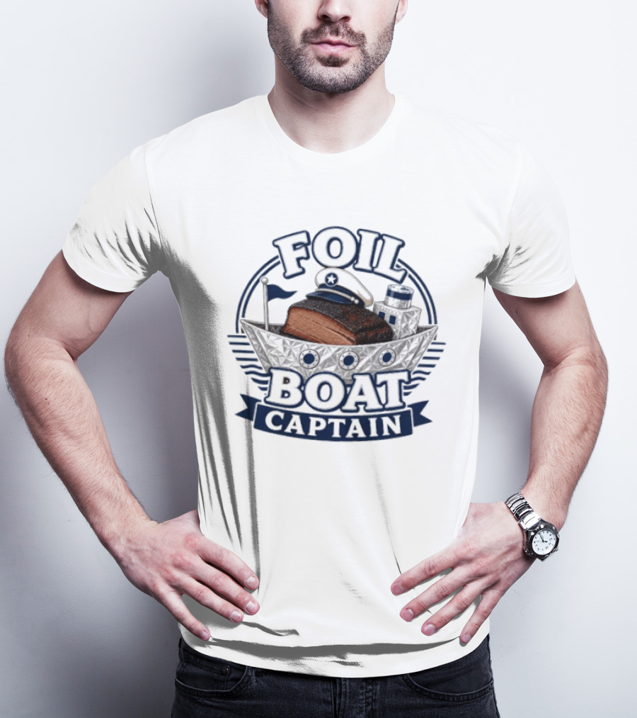Foil Boat Captain Barbecue Smoker BBQ Brisket T-Shirt