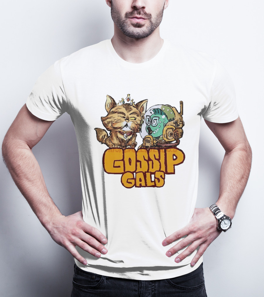 Gossip Gals Royal Cat With Crown And Fish In Astronaut Helmet T-Shirt