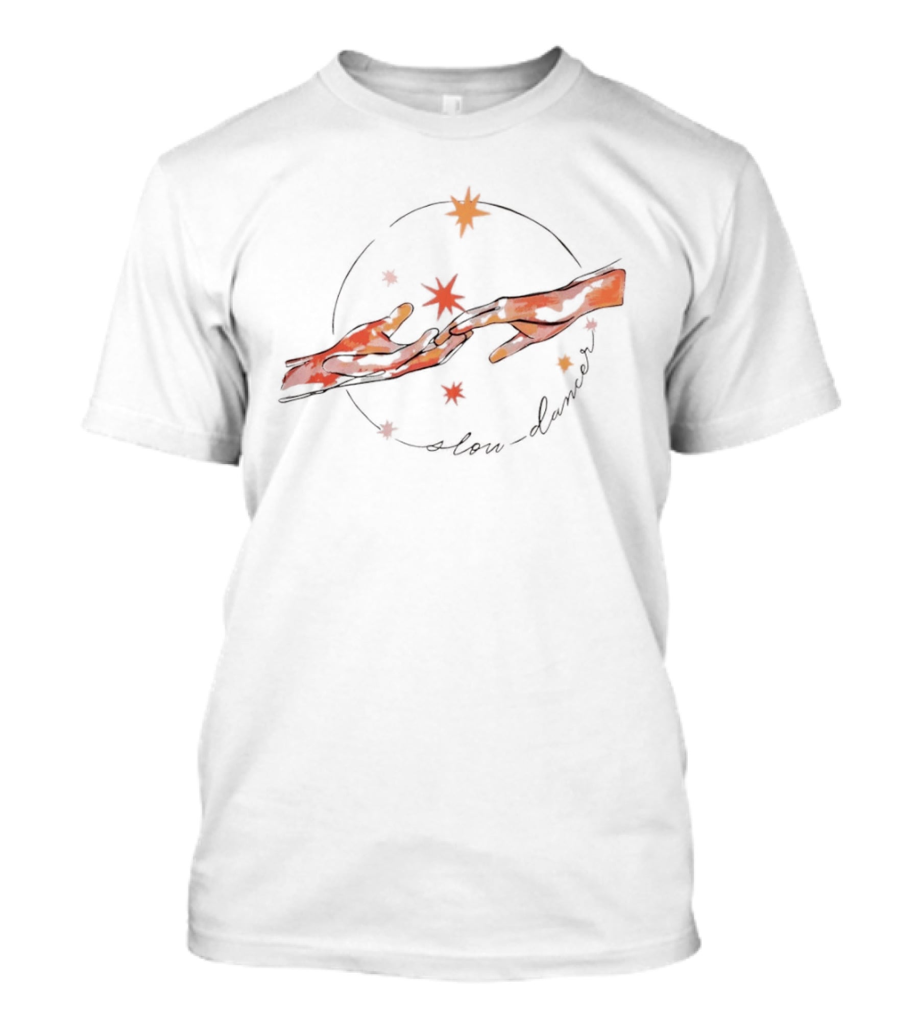 Slow Dancer Touching Hands With Celestial Stars Cosmic T-Shirt