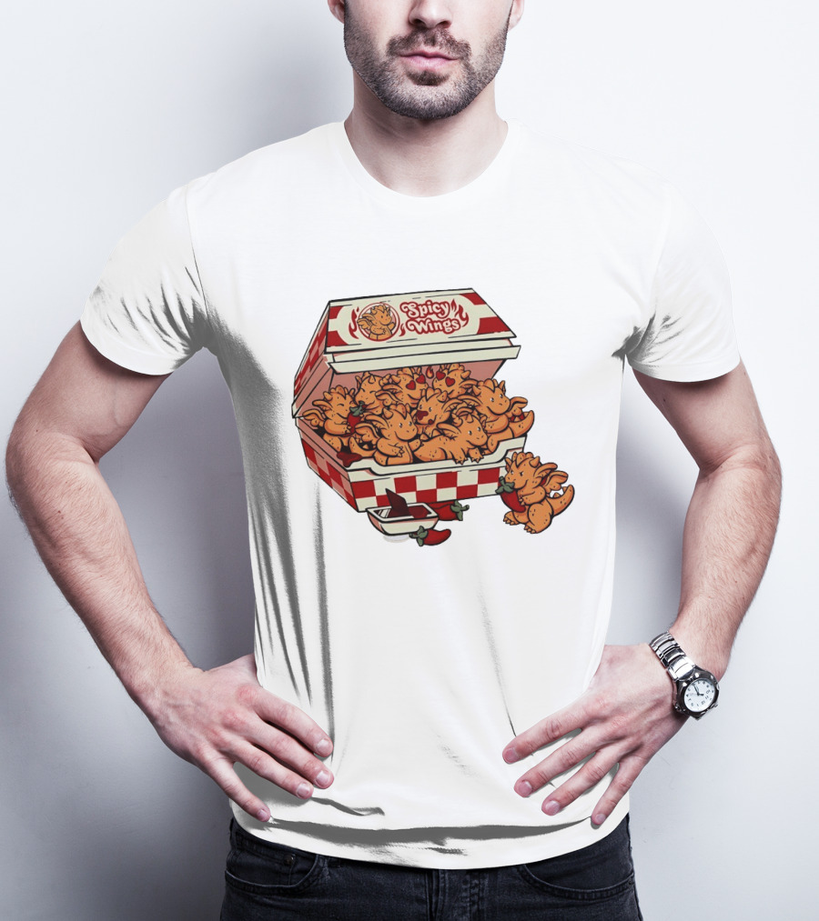 Spicy Wings Box Full Of Cute Dragons With Peppers And Hearts T-Shirt