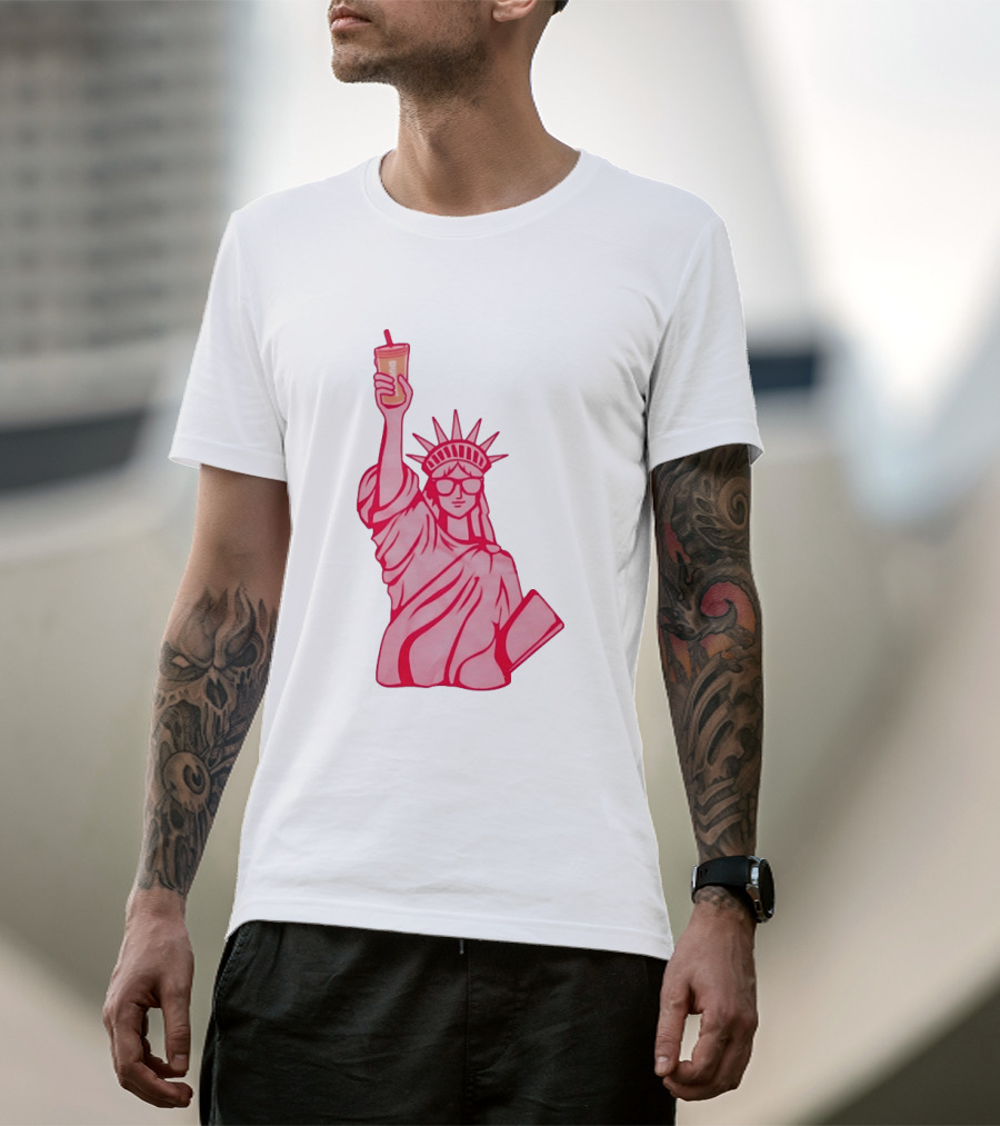 Statue Of Liberty Sunglasses Iced Drink T-Shirt