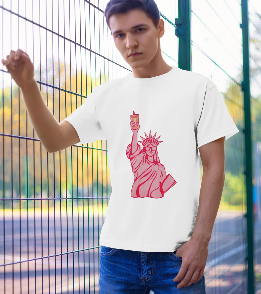 Statue Of Liberty Sunglasses Iced Drink T-Shirt