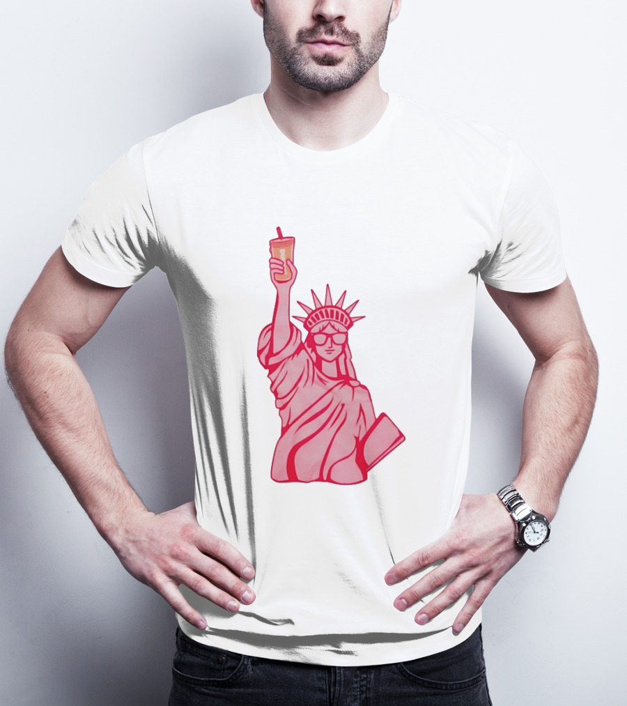Statue Of Liberty Sunglasses Iced Drink T-Shirt