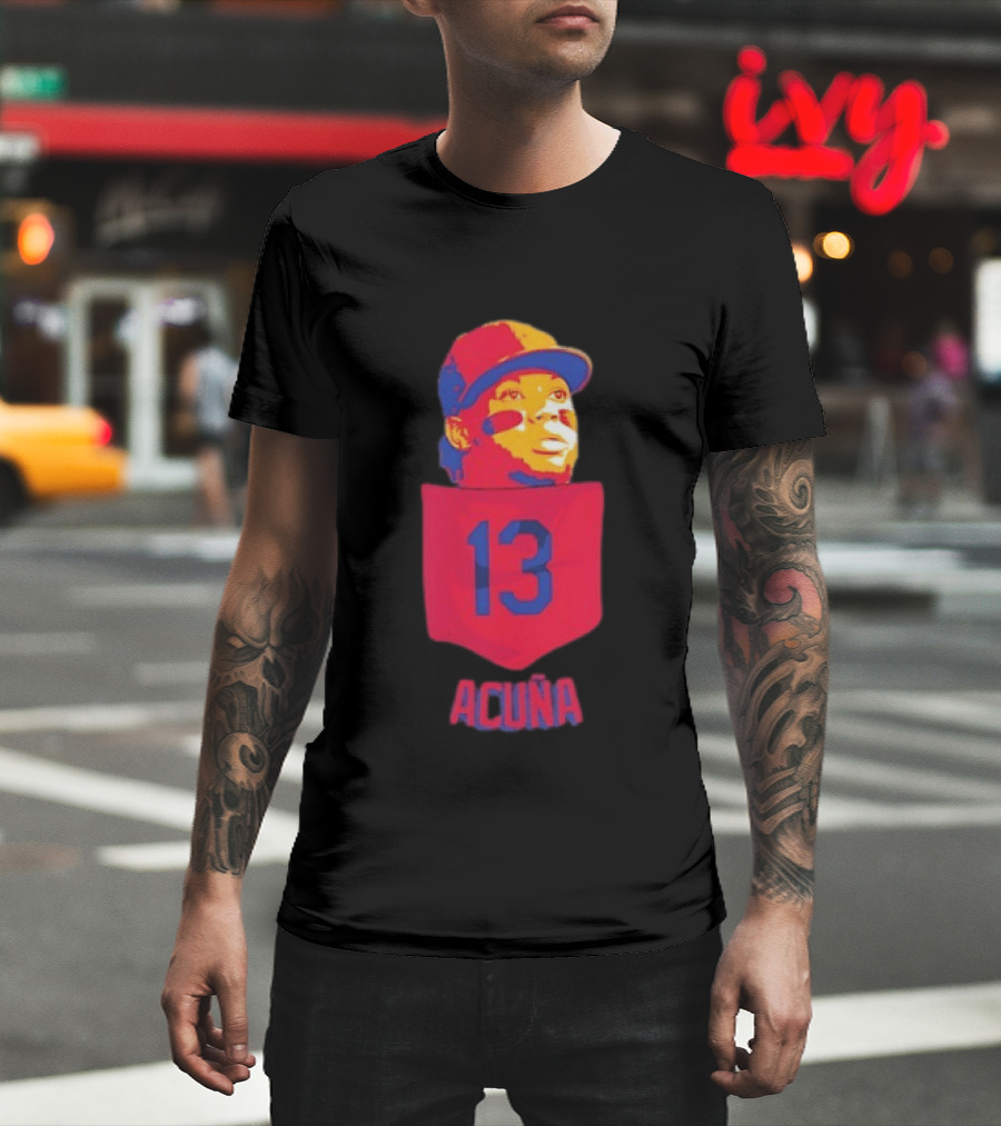 Ronald Acuna Jr 13 Atlanta Braves Baseball Player Pocket T-Shirt