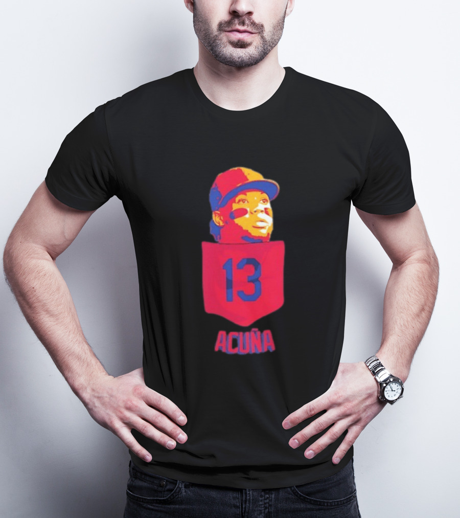 Ronald Acuna Jr 13 Atlanta Braves Baseball Player Pocket T-Shirt