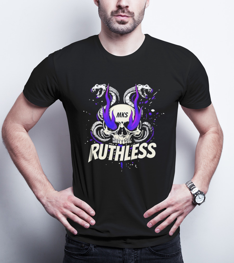 Ruthless Skull Snakes Gothic HKS Purple Flame T-Shirt