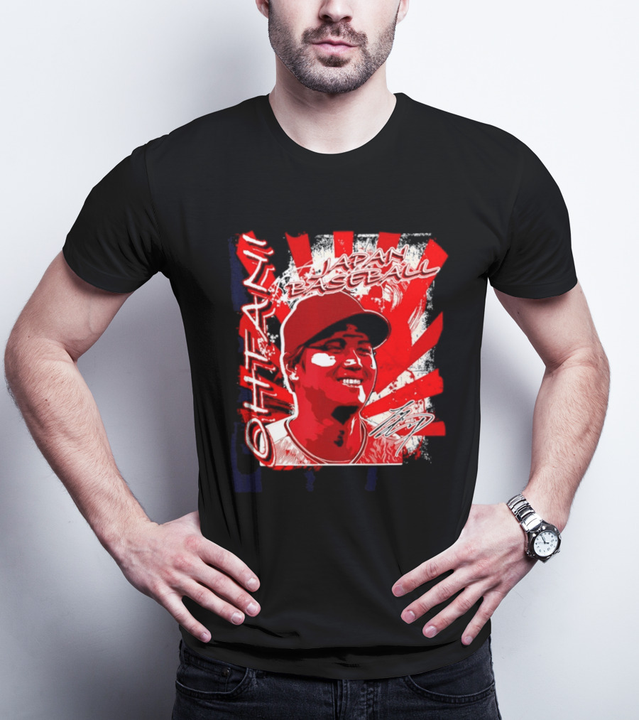 Japan Baseball Shohei Ohtani MLB International Red White Sunburst T-Shirt