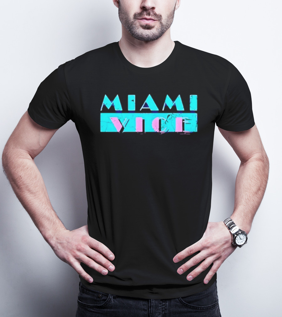 MIAMI VICE Retro Neon Blue Pink Aesthetic T-Shirt