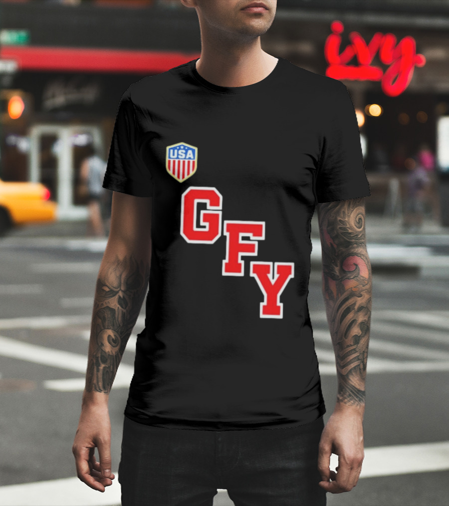GFY USA Team Red Lettering And Shield T-Shirt