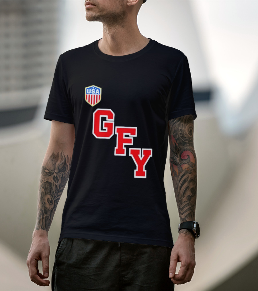 GFY USA Team Red Lettering And Shield T-Shirt