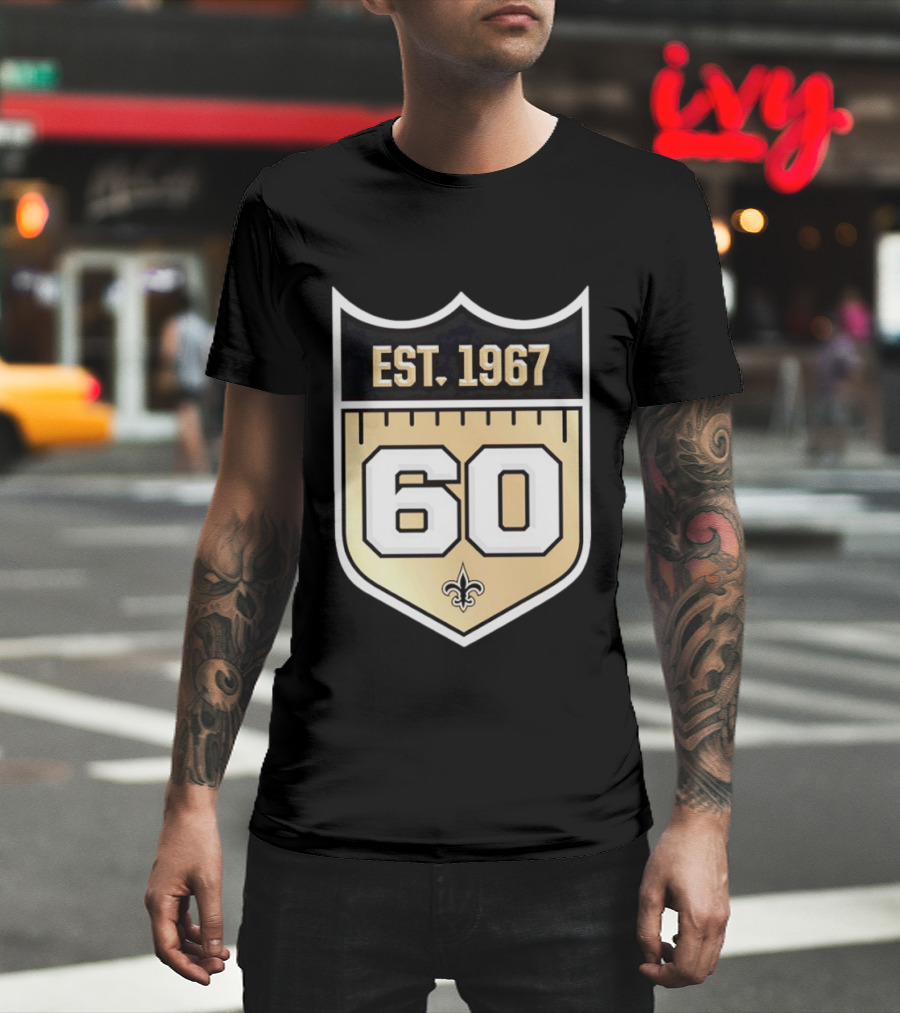 New Orleans Saints 60th Anniversary Est 1967 Fleur De Lis NFL Celebration T-Shirt