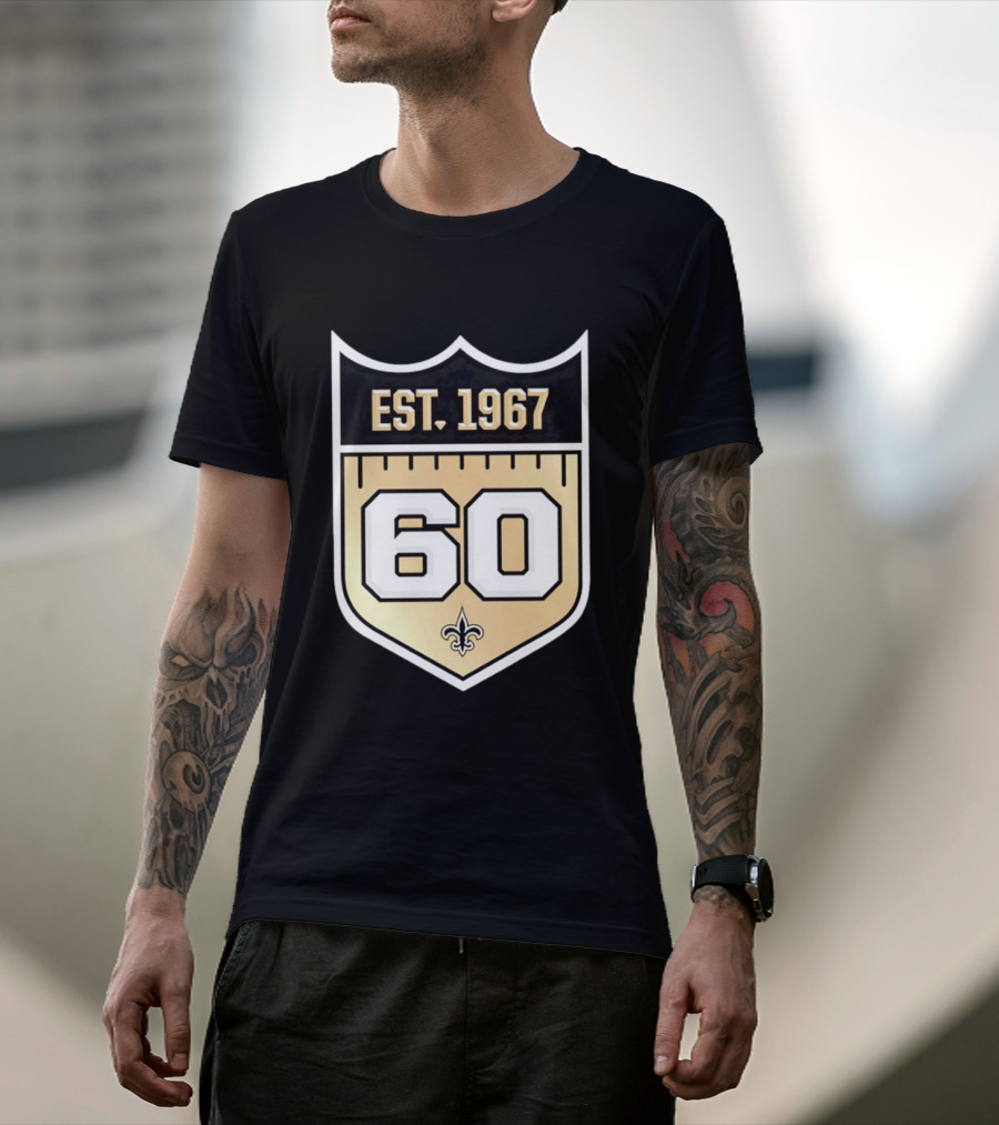 New Orleans Saints 60th Anniversary Est 1967 Fleur De Lis NFL Celebration T-Shirt