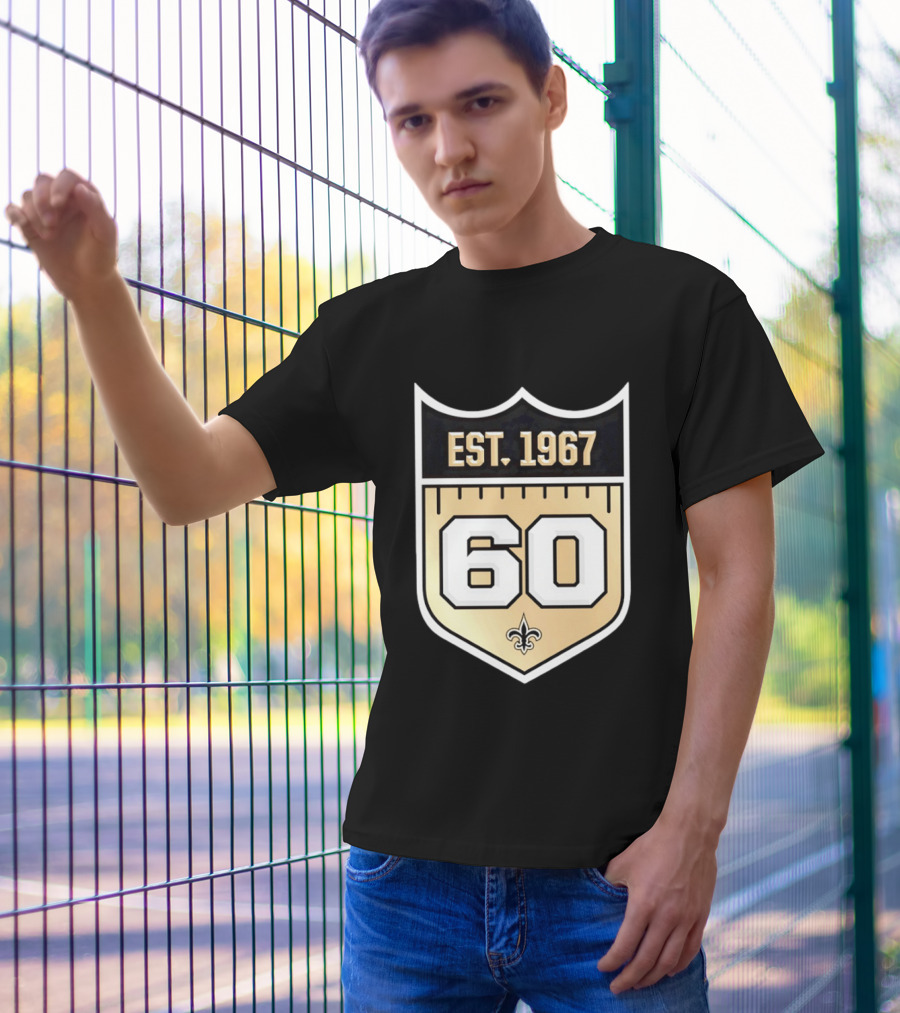 New Orleans Saints 60th Anniversary Est 1967 Fleur De Lis NFL Celebration T-Shirt