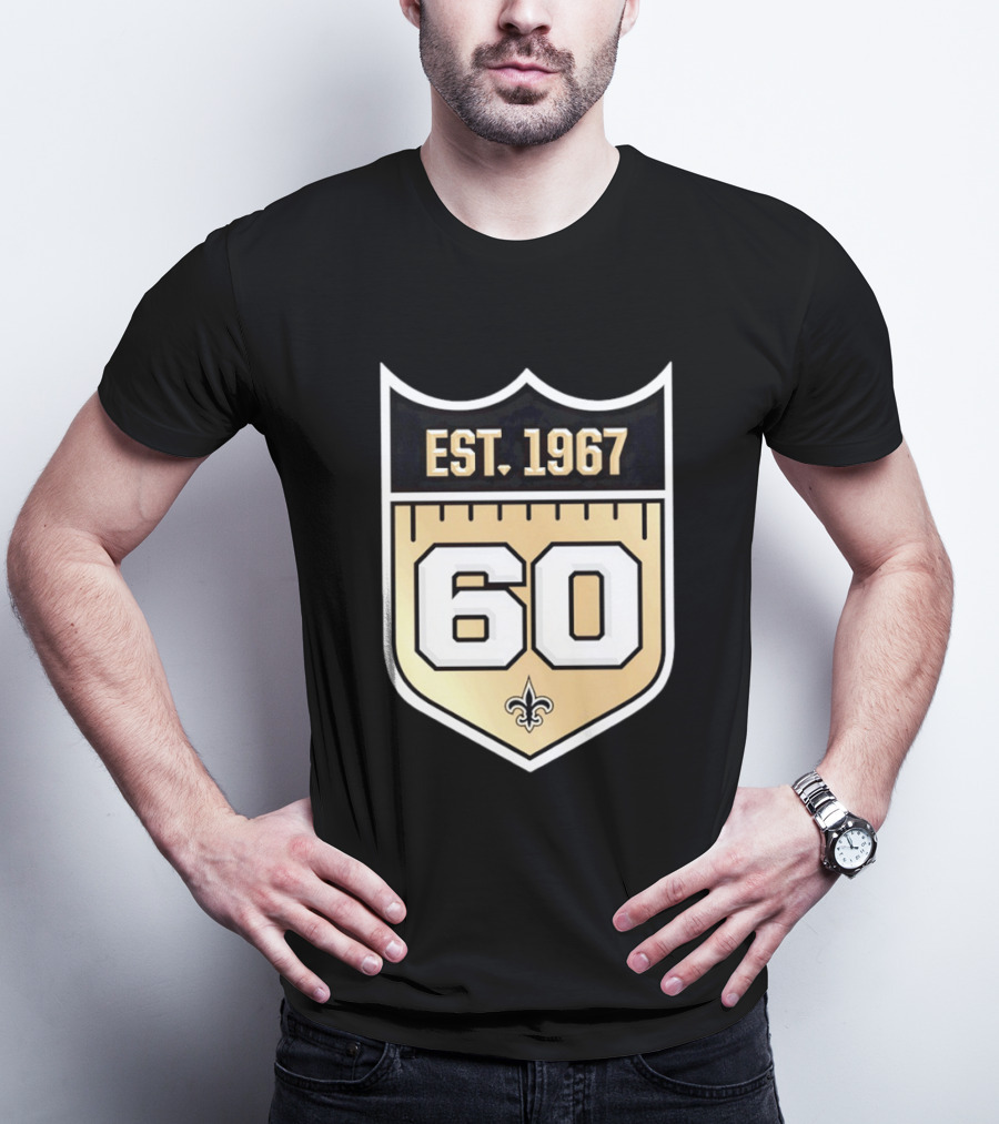 New Orleans Saints 60th Anniversary Est 1967 Fleur De Lis NFL Celebration T-Shirt