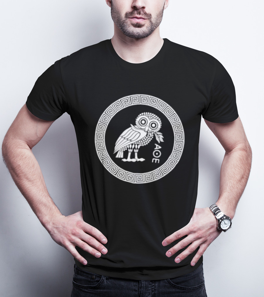 Owl Of Athena ΑΘΕ Symbol In Greek Circular T-Shirt