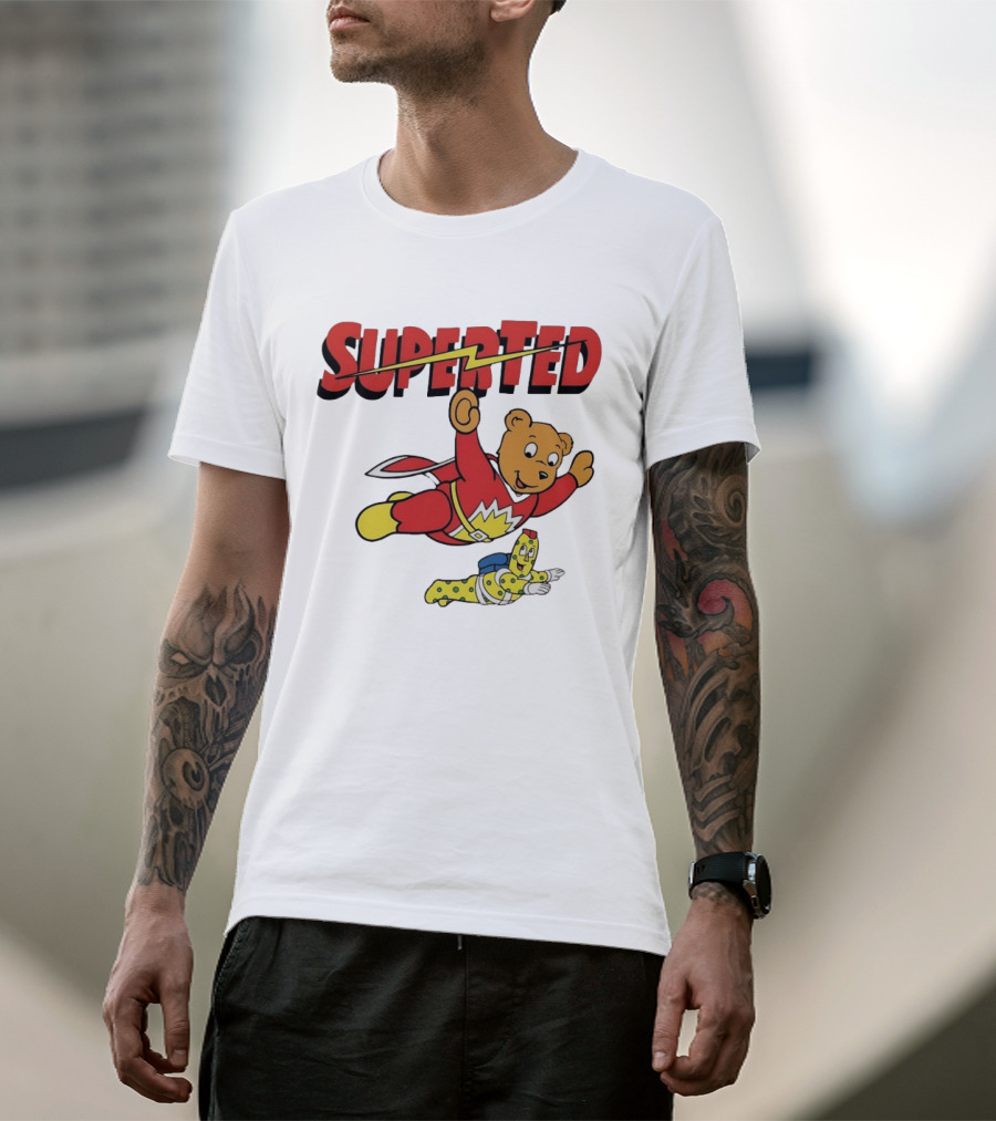 Superted And Spot 80s Cartoon British Animation Flying Characters T-Shirt