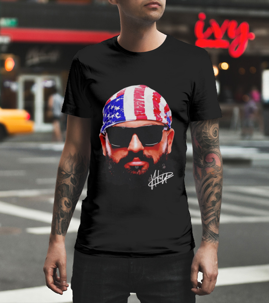 Josh Hokit American Flag Bandana UFC Signature T-Shirt