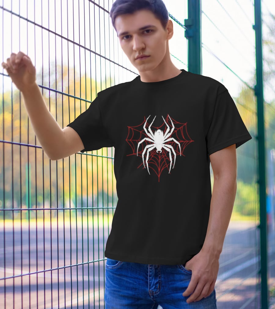 Heart Spider Web Goth Spooky Arachnid T-Shirt