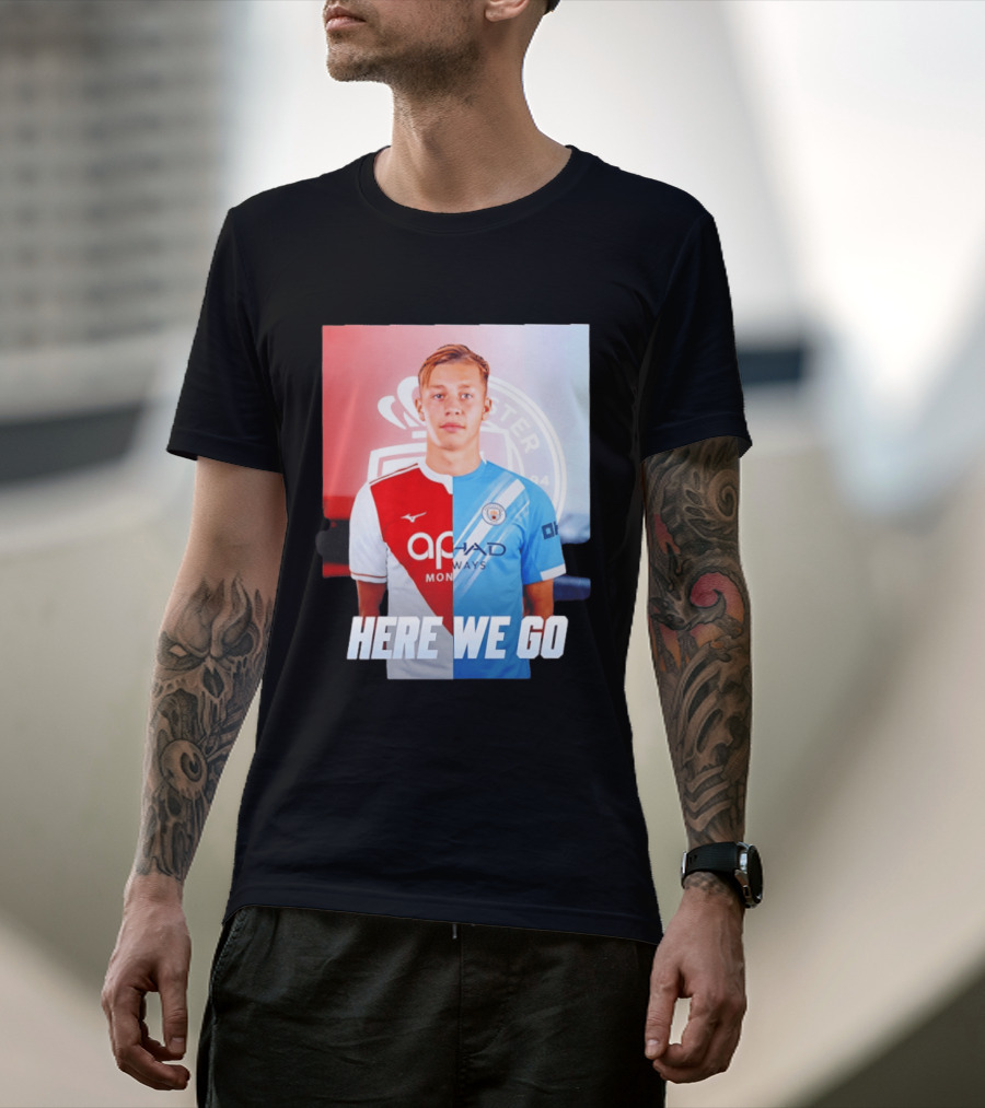 Mathys Detourbet Manchester City AS Monaco Transfer Here We Go T-Shirt
