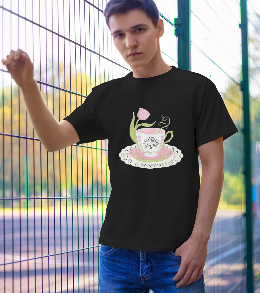 The Two Lips Teacup Floral Saucer Lace Doily T-Shirt