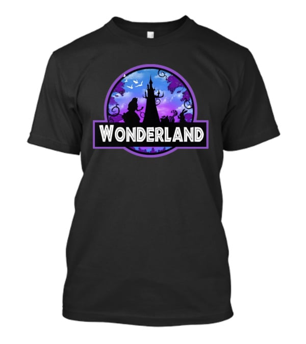 Alice Wonderland Adventure Silhouette Tower Fantasy Scene T-Shirt