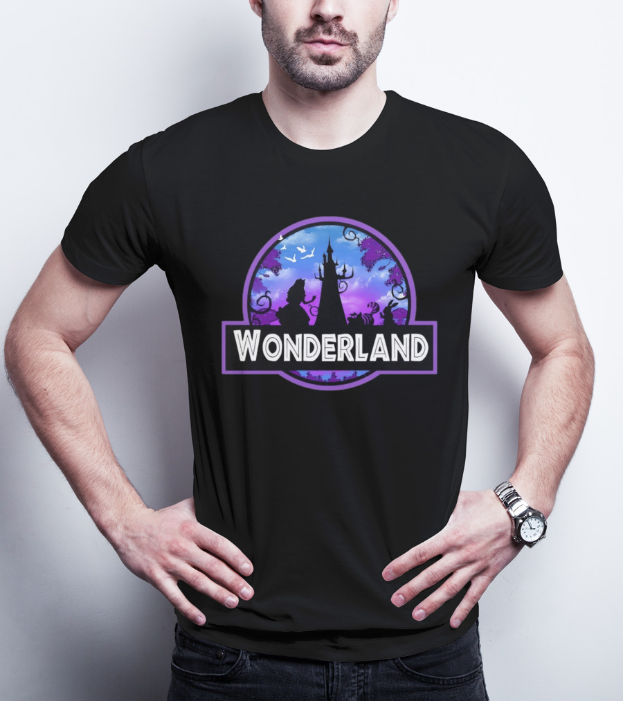 Alice Wonderland Adventure Silhouette Tower Fantasy Scene T-Shirt