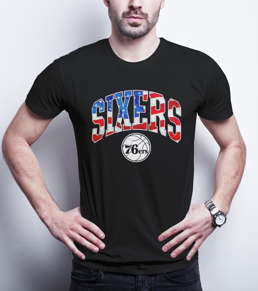 Philadelphia 76ers Sixers American Flag NBA Basketball T-Shirt