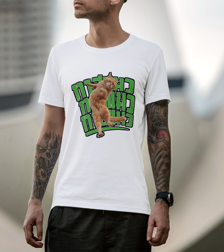 Cat Martial Arts Dance Hebrew T-Shirt